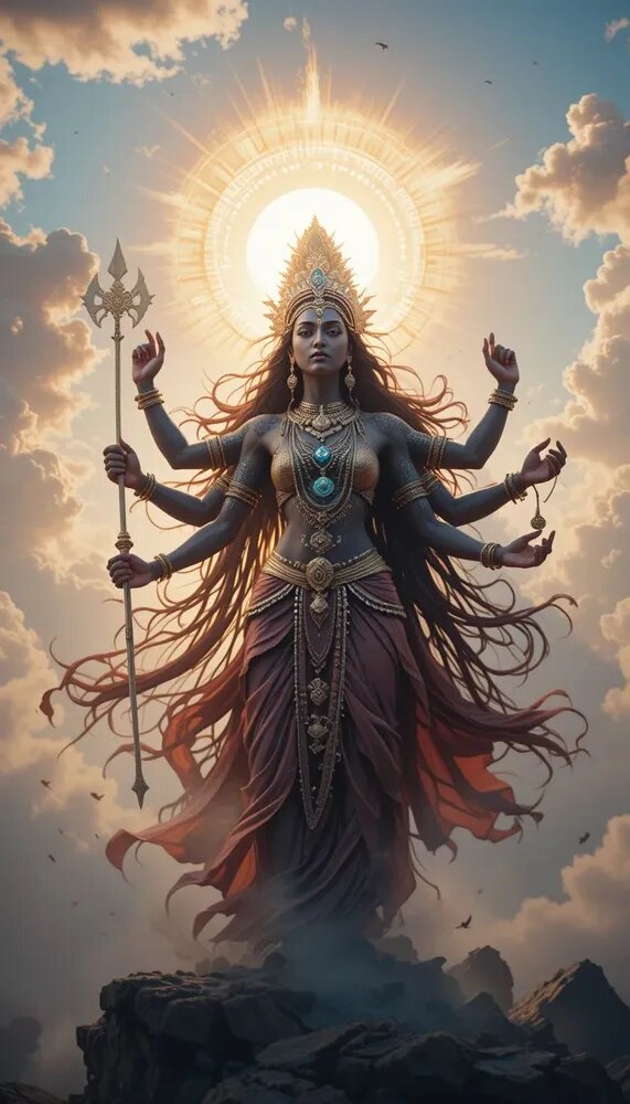 Алмазная Мозаика "Индуизм, Индия: Богиня Кали" 30х40 См Алмазная Вышивка / Картина Стразами Подарков / Украшения