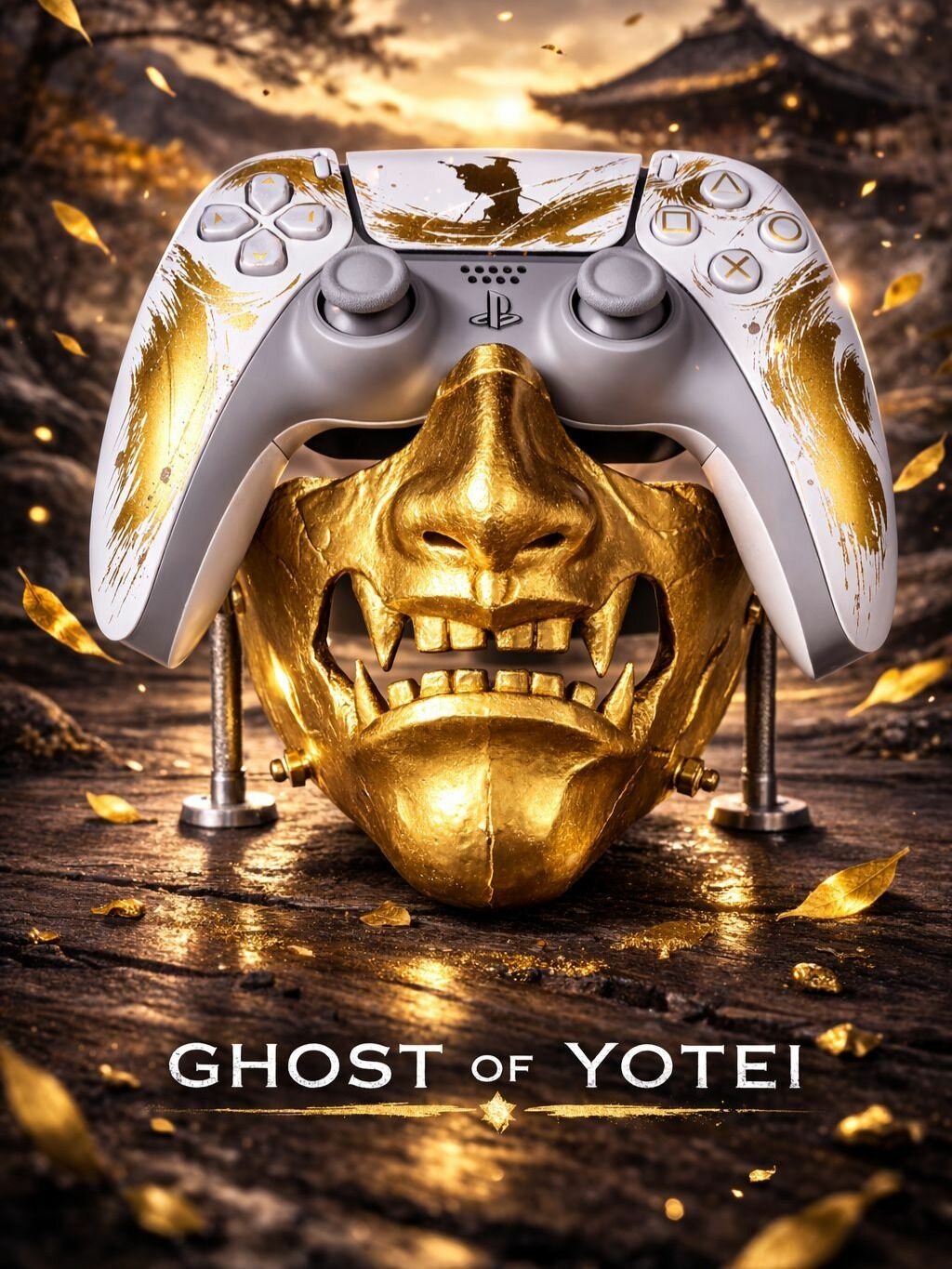 Подставка для геймпада Ghost of Yotei Маска самурая , золото, под заказ