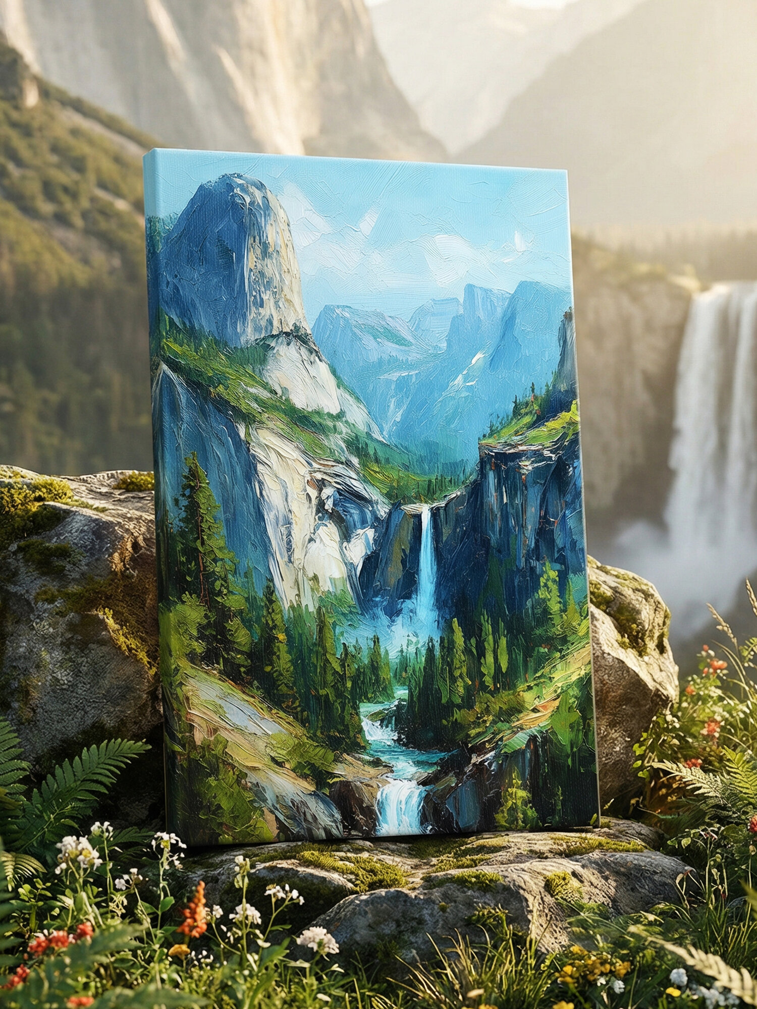 Большая картина Postermarket "Горный пейзаж" на холсте с подрамником 60х90 см