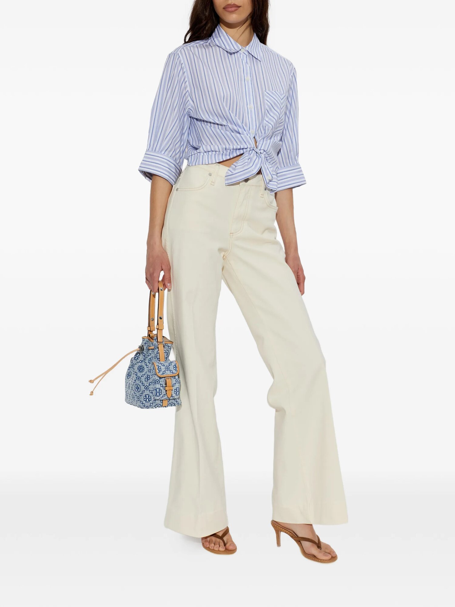 Джинсы клеш Rag & Bone Flared cotton trousers, размер OneSize, разноцветный — фото 1
