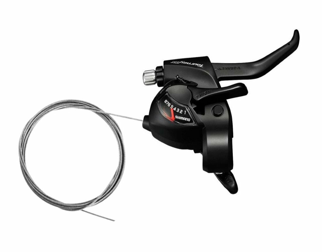 Шифтер/Тормозная ручка Shimano Tourney, TX800, 8 скоростей, трос 2050 мм Черный