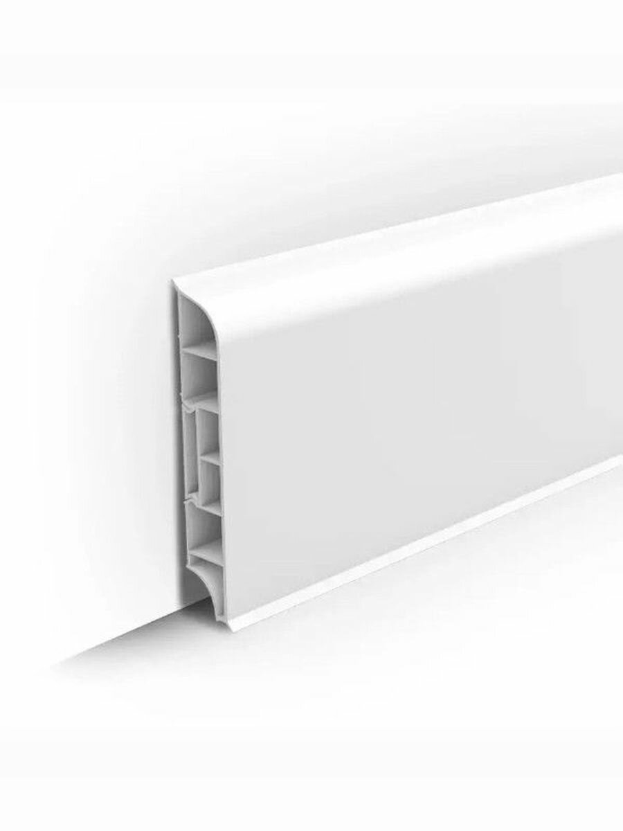 Плинтус напольный Округлый 80 мм, Идеал Дюра, Белый матовый 2200 мм -1 шт