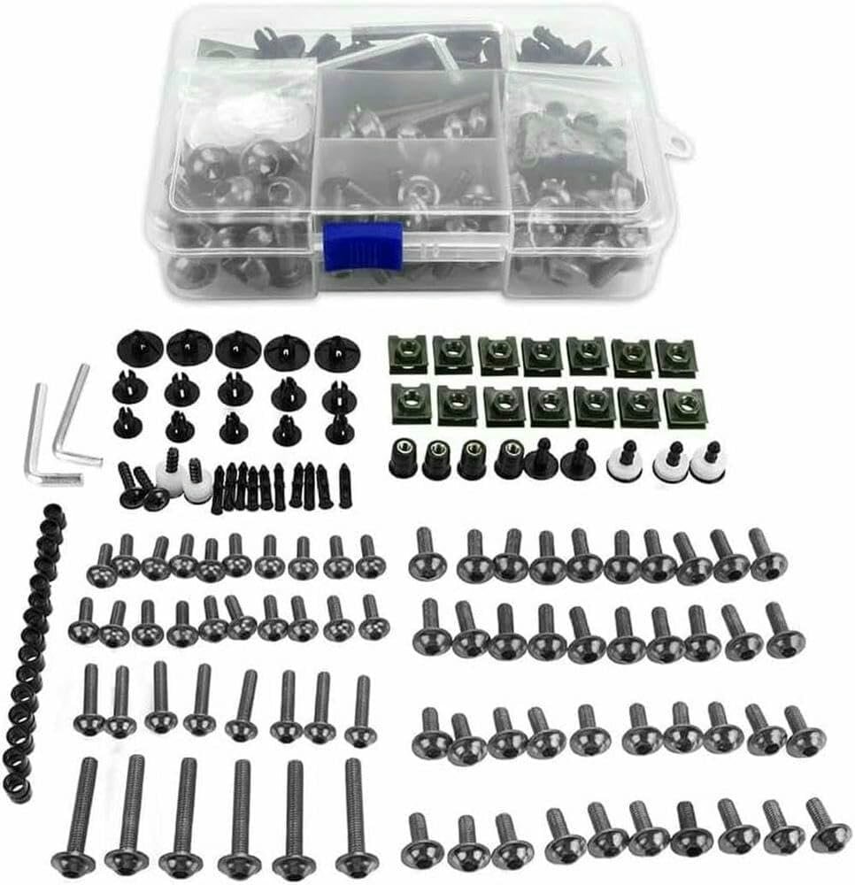Комплект болтов для мотоцикла, винты, полный комплект болтов для обтекателя, шайбы, крепежные зажимы, стальные гайки для