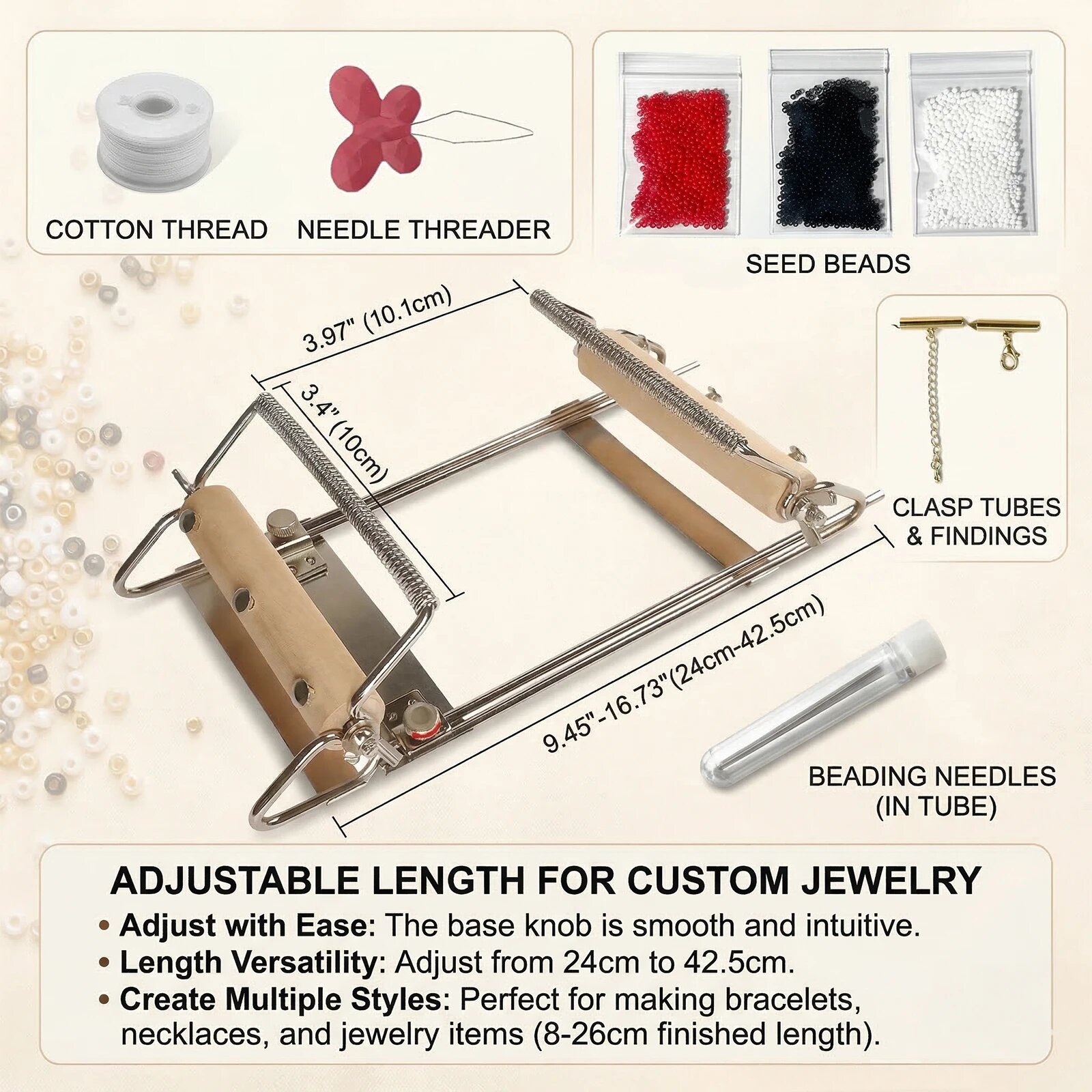 Набор для изготовления бус TMEGMIC из нержавеющей стали с бисером, металлическая машина для бисероплетения, инструмент для создания украшений, браслетов, DIY-поделок для начинающих