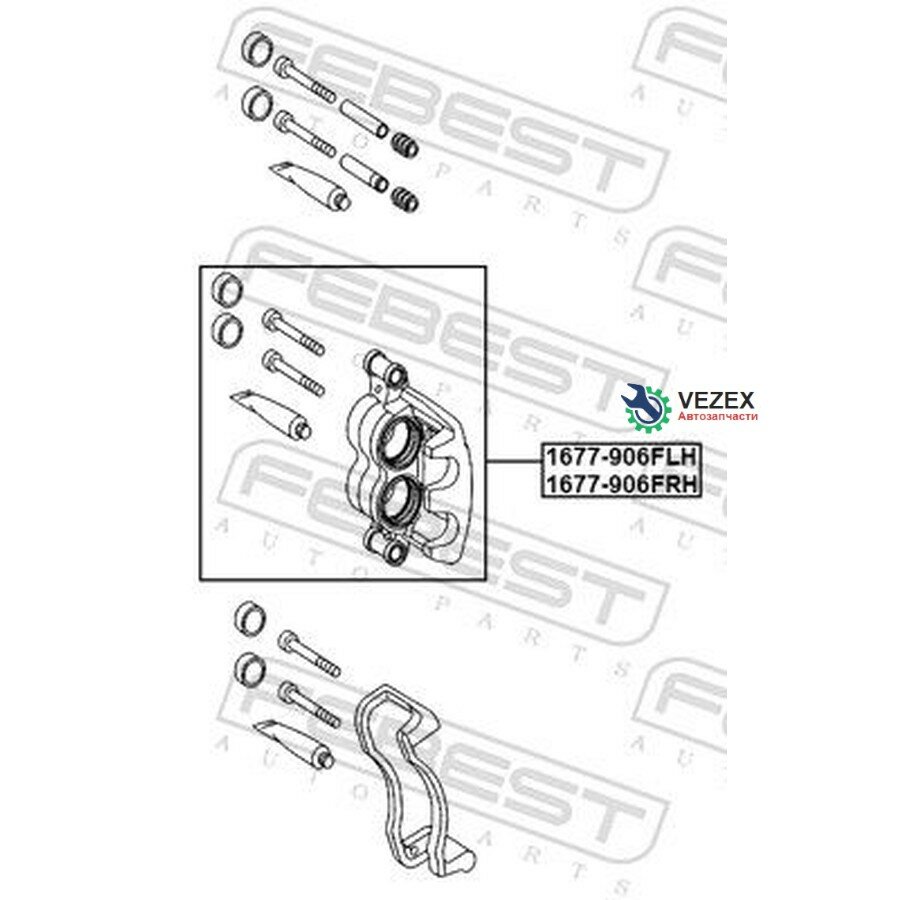 FEBEST 1677906FRH суппорт тормозной передний правый! Brembo, d52мм\ MB Sprinter 3.5 06>, VW Crafter 30 06>