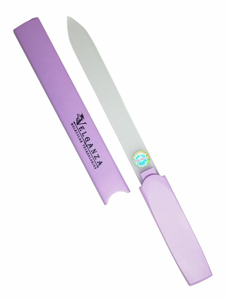 Пилка стеклянная полирующая Velganza в футляре, 16 см, сиреневая