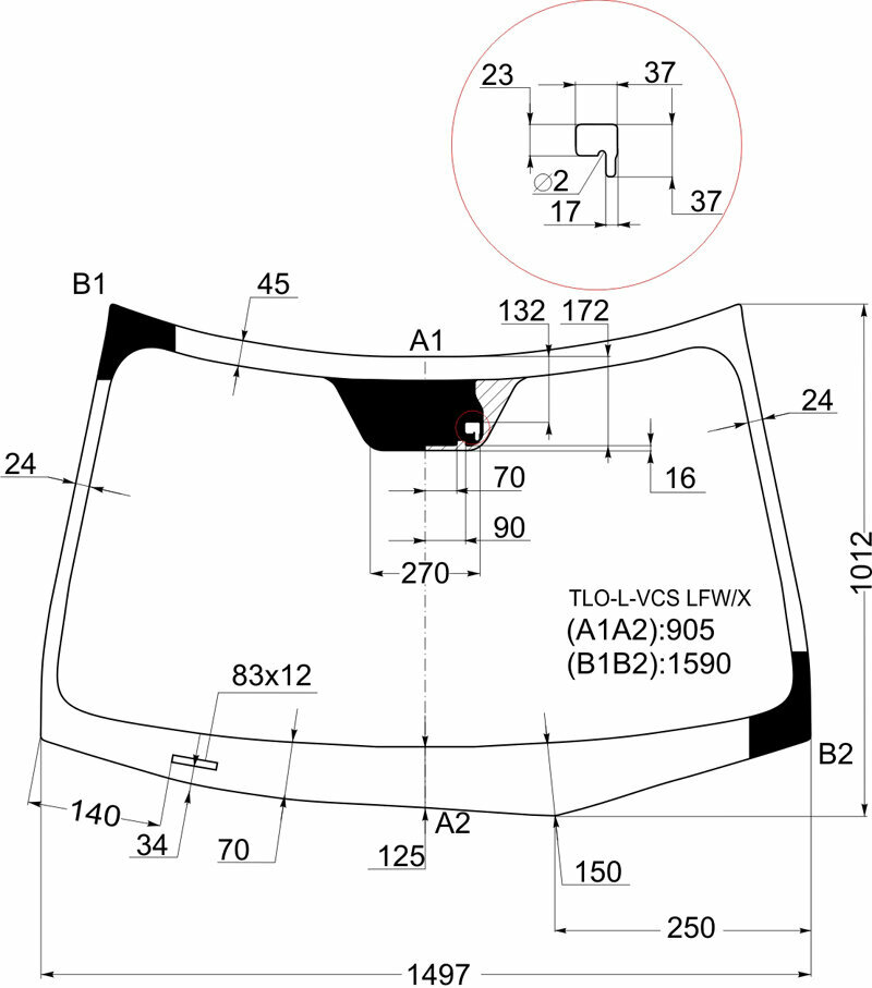 Стекло лобовое в клей HONDA ACCORD 08-/ACURA TSX 0