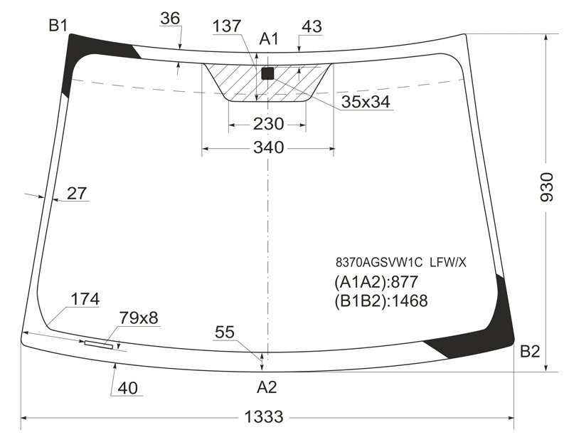 Стекло лобовое в клей TOYOTA YARIS VITZ 3D/5D HBK