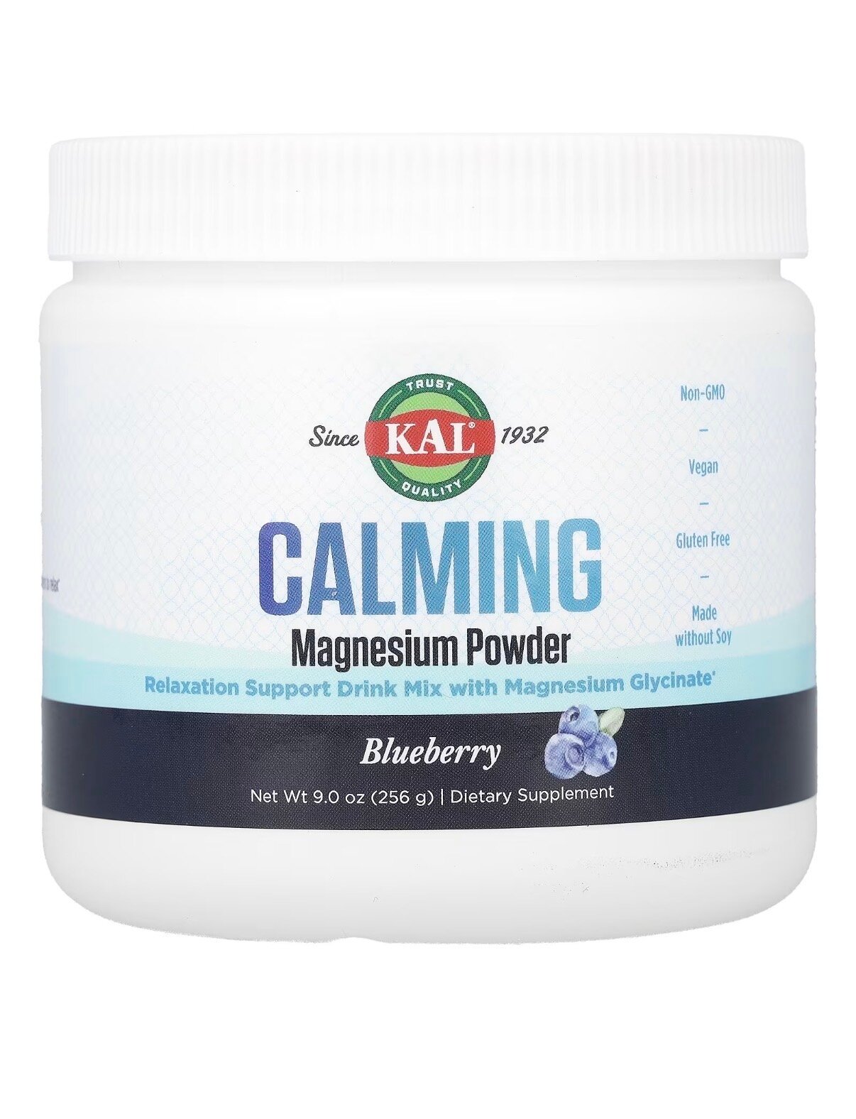KAL глицинат магния в порошке для расслабления голубика натуральная 256 гр