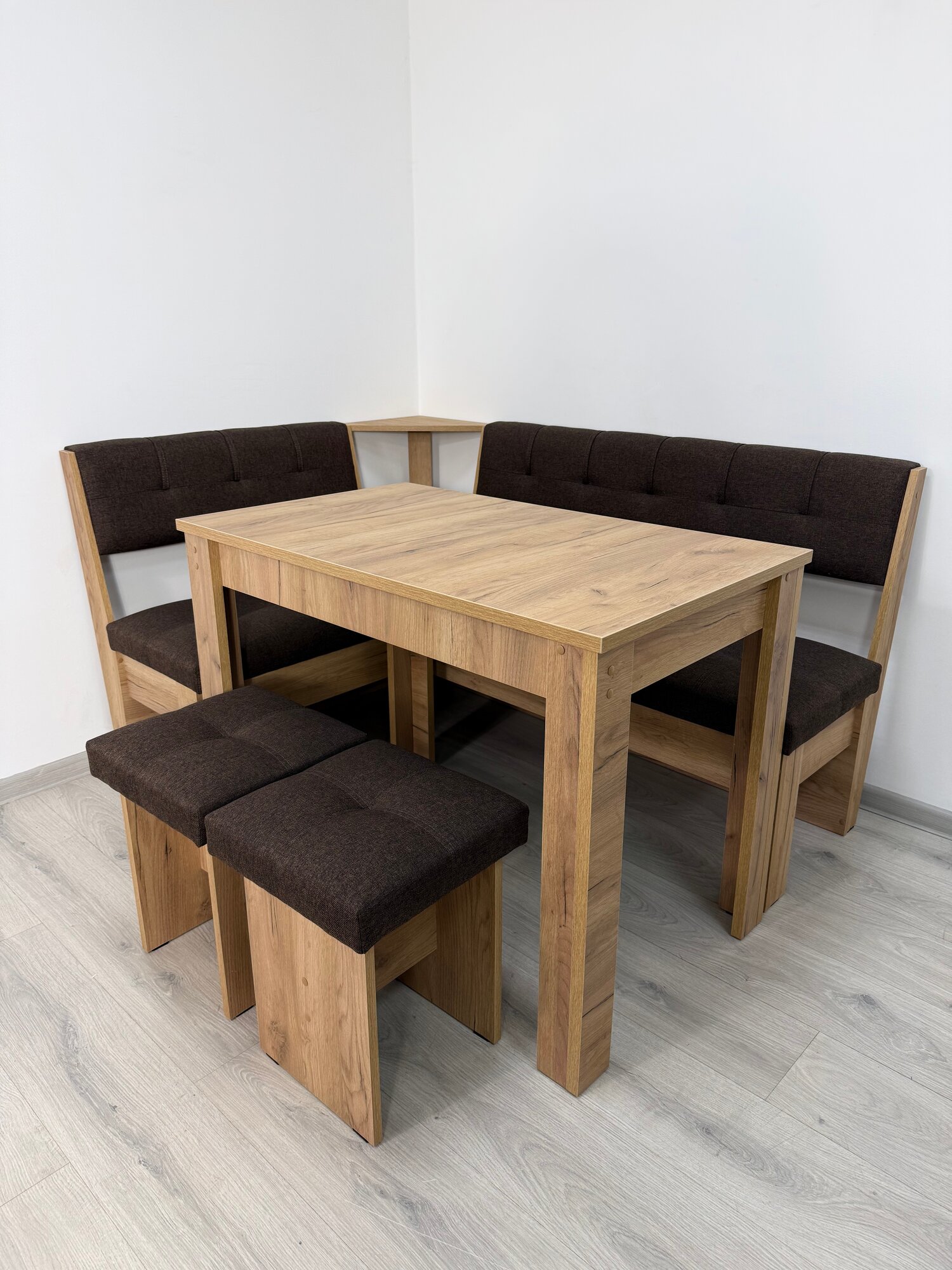 Кухонный уголок, BUDUNOV GROUP, Уют тип 8, Крафт золотой/коричневый, уголок со столом и табуретами, 153х113,5х83 см