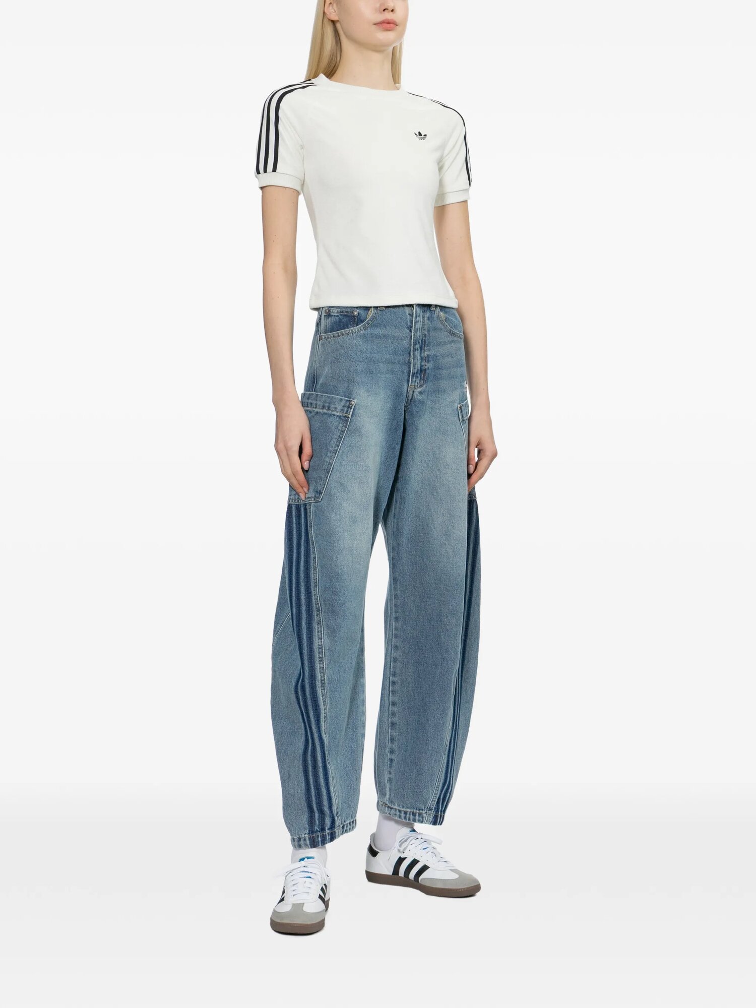 Футболка adidas TT Cali, размер 12 UK, бежевый/белый — фото 1