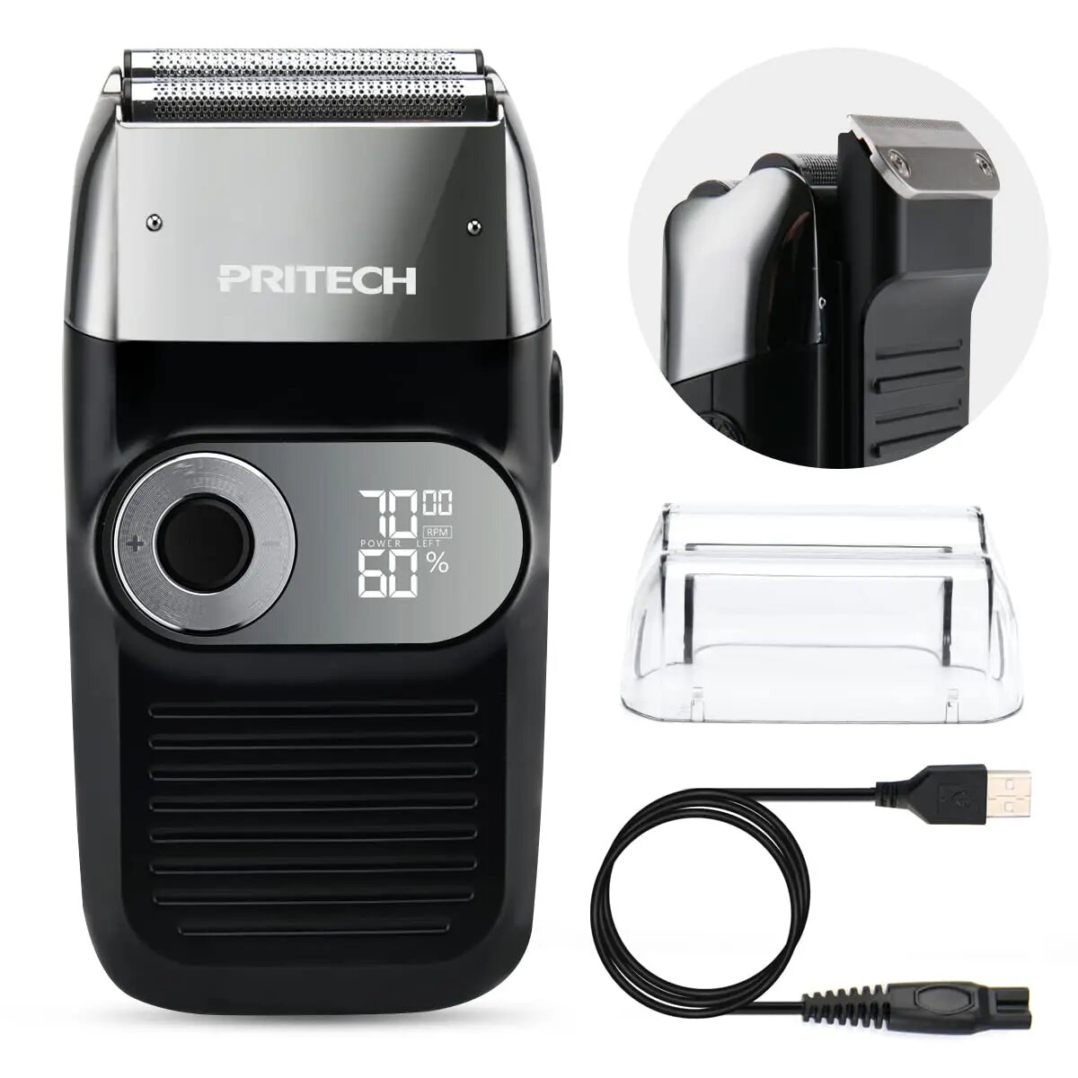 Аккумуляторная бритва для мужчин Pritech, водонепроницаемый триммер для бороды, безопасное средство для удаления волос, аксессуары для парикмахера
