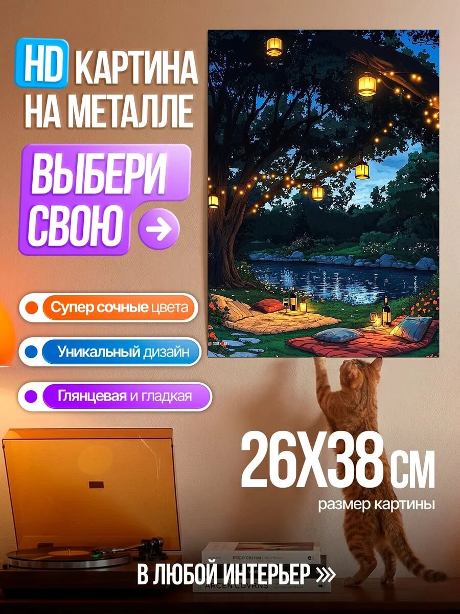 Картина на HD металле Ночной пикник