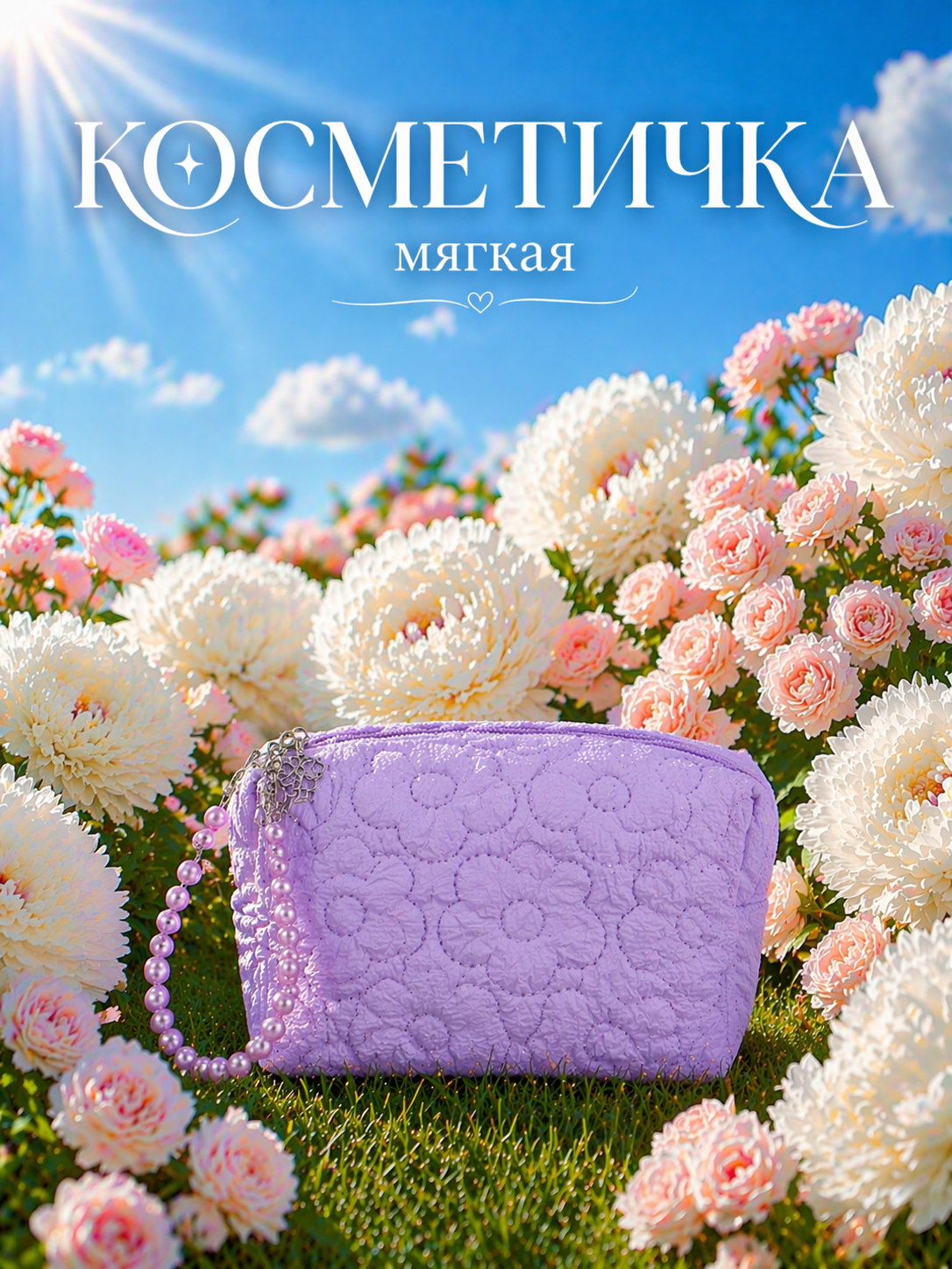 Косметичка Сима-ленд, ширина: 6 см., высота: 9 см., длина: 17 см., , фиолетовый