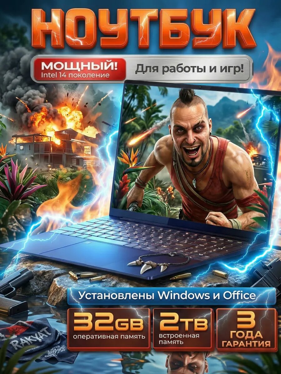 Ноутбук Intel Core i9-13980HX, 32GB RAM, 2048GB SSD, 2026 + Windows, Office