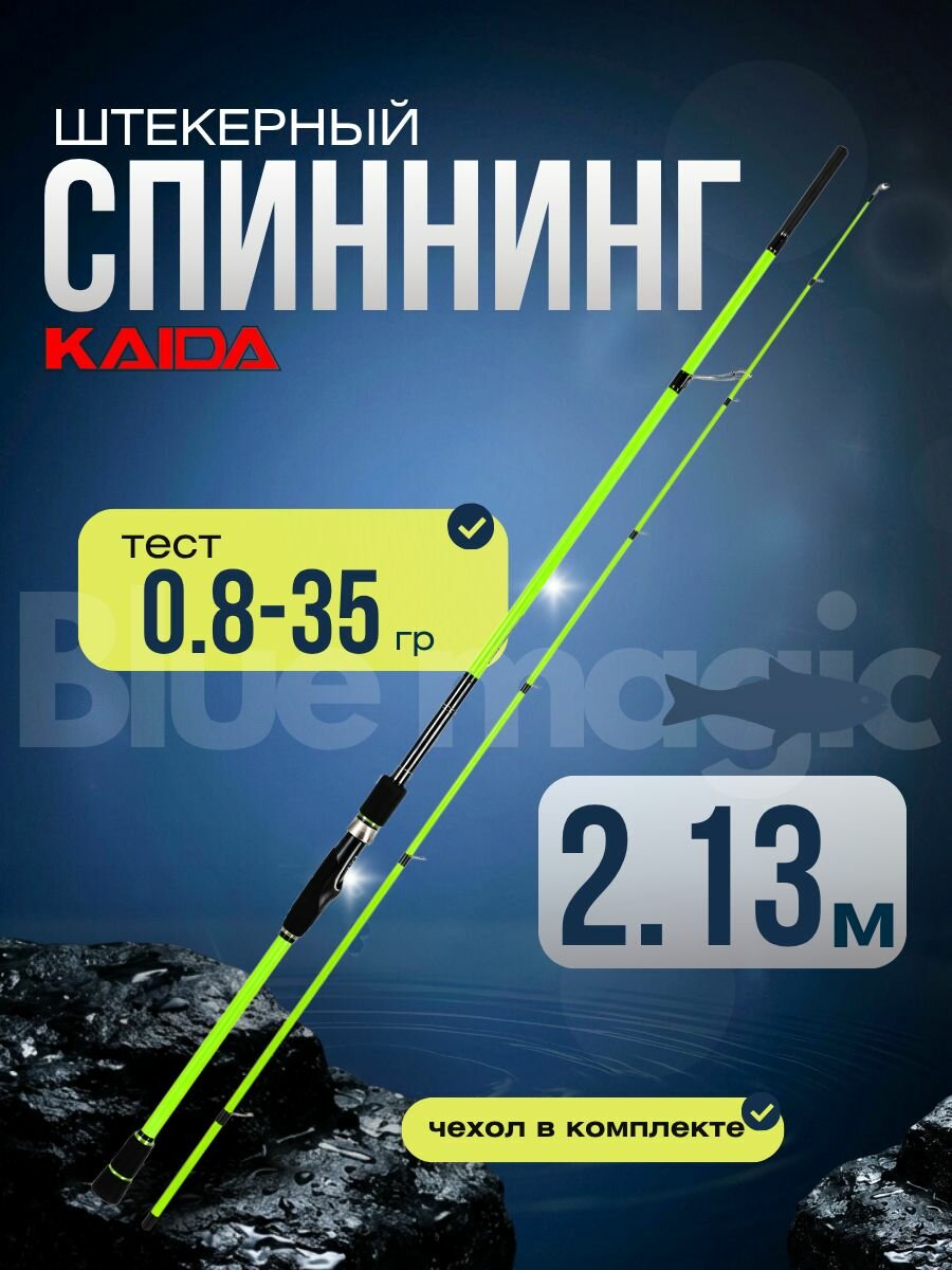 Спиннинг штекерный C.W. 0.8-35гр 2,13м GREEN MAX KAIDA удочка штекерная