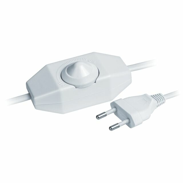 Кабель с диммером Navigator, 2x0,5, 1,7 м, 2 А, с выключателем, белый