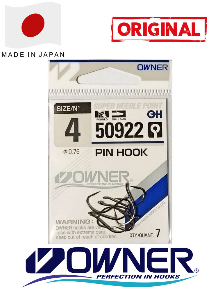 Крючки OWNER 50922 №4 PIN HOOK / Крючок, Овнер, одинарные для рыбалки