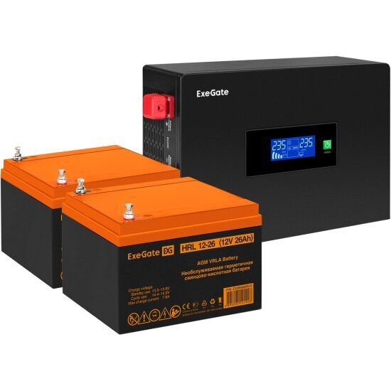 Комплект ИБП Exegate IdealSine SR-1500. LCD.2SH + Батарея 26Aч, 2 шт. 1500VA/1500W