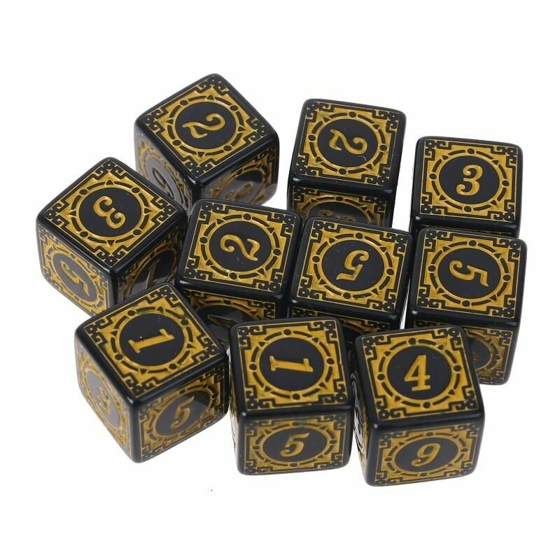 Акриловые игральные кости, 10 шт, Желтый