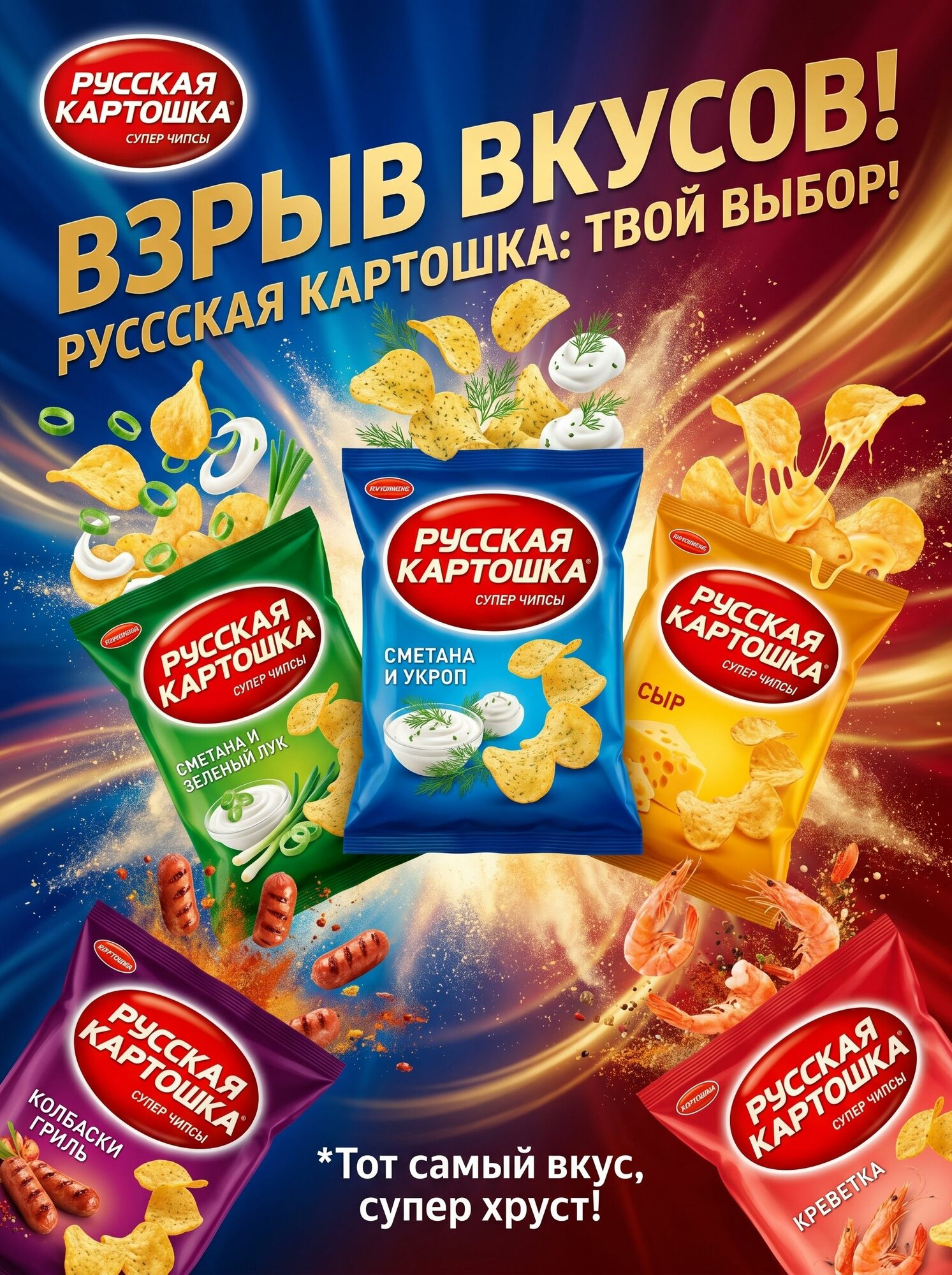 Чипсы Русская картошка "Ассорти" 16*80гр.