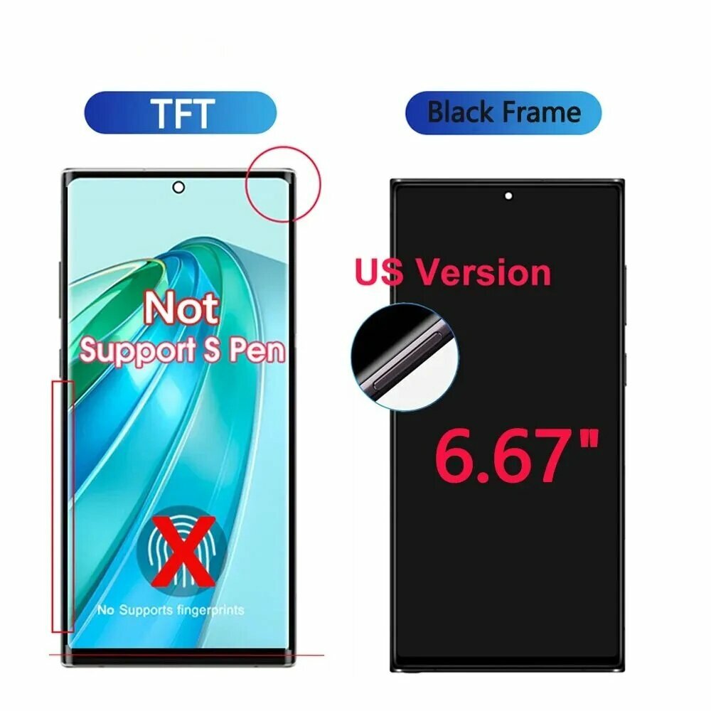6.67'TFT Дисплей для Samsung Galaxy S24 Ultra в сборе с тачскрином черный c рамки EU Version