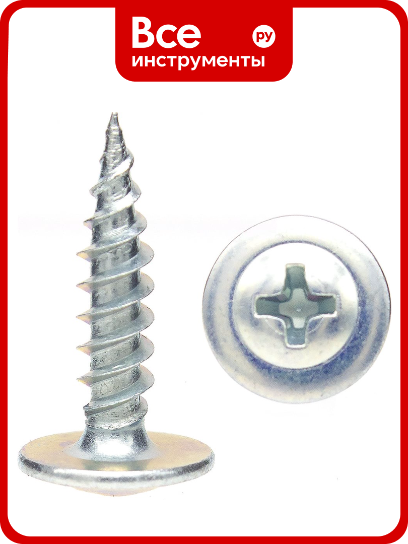 Саморез с прессшайбой BOWT острый, 4,2x19, 100 шт. P02313, Изготавливаются из стали, поверхность оцинкована