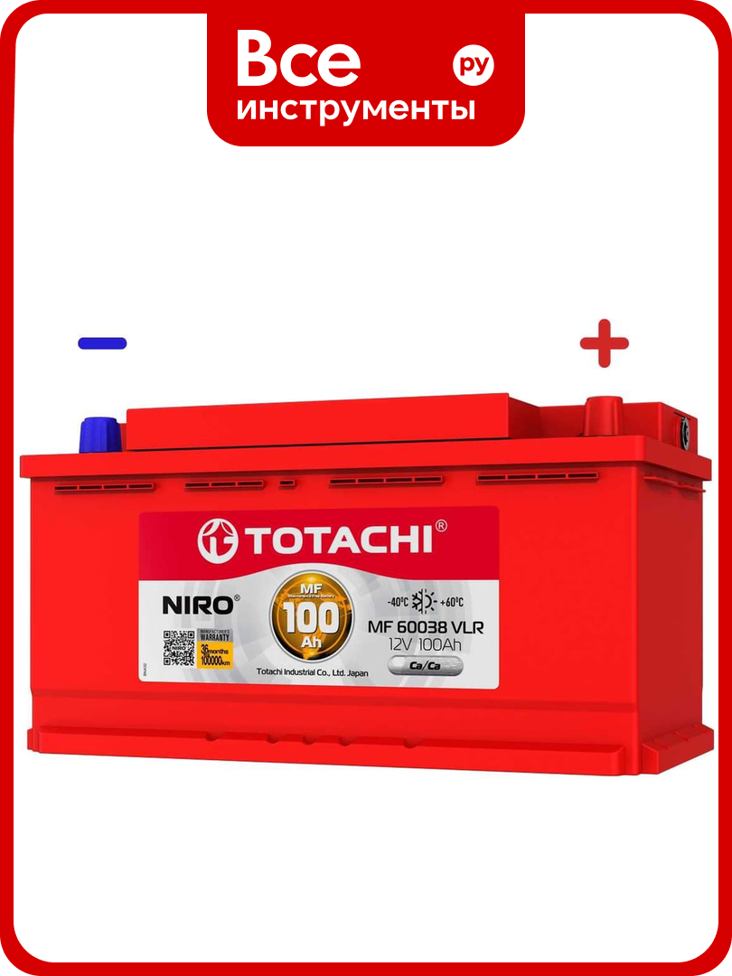 Аккумуляторная батарея TOTACHI АКБ NIRO MF 60038 VLR 100 а/ч поляр. обратная