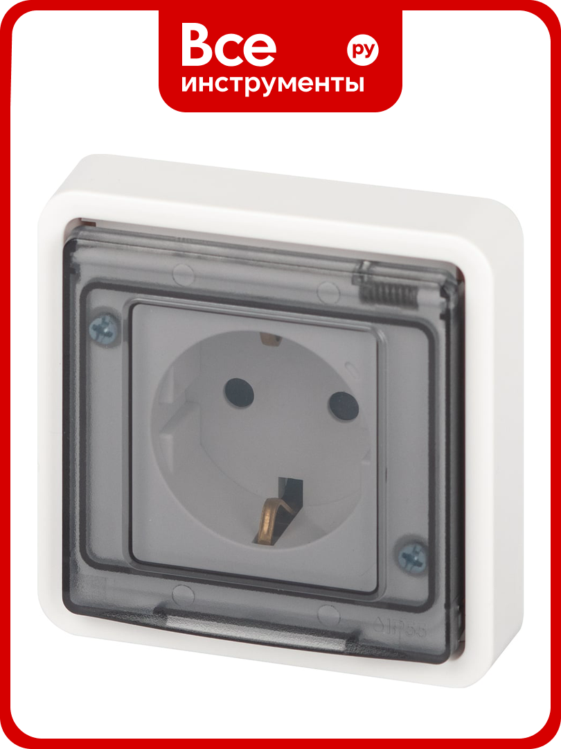 Розетка ЭРА Эксперт 11252101 2PE IP55, 16A, 250В, СУ, белый Б0063259