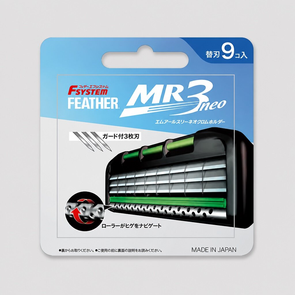 Запасные кассеты с тройным лезвием Feather для станков MR3 Neo, 9 шт.