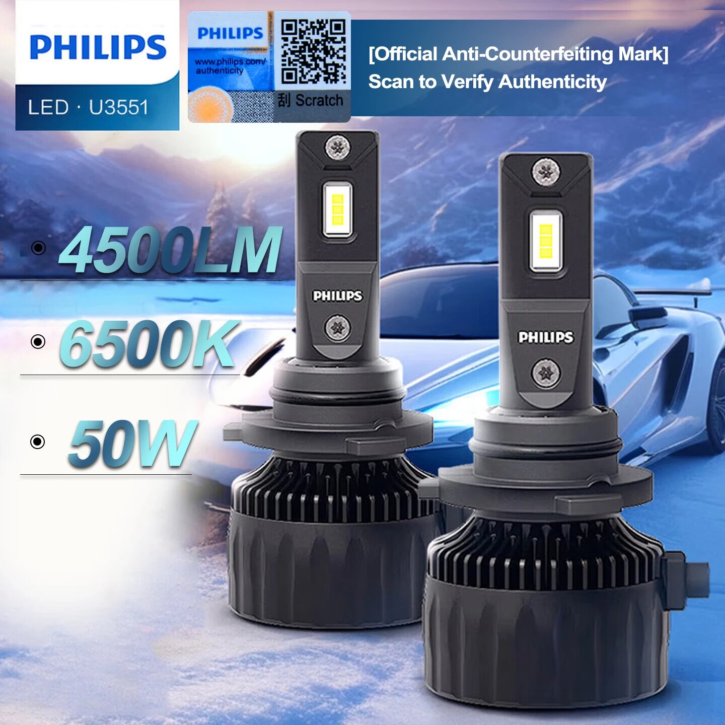 Светодиодные лампы Philips Ultinon Rally HB4(9006) 2 шт.