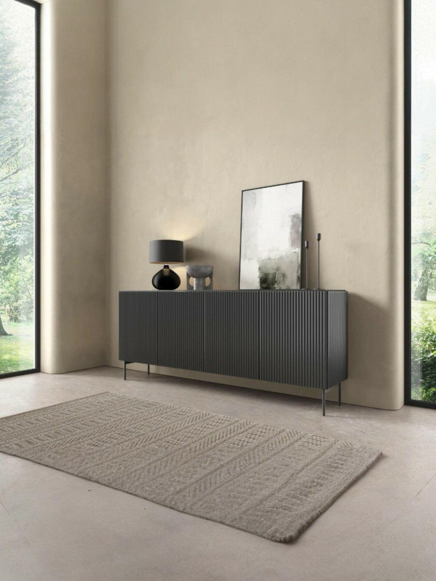 Тумба Стрикт 04 МДФ Черный Моно Черный FM 195x40x81 см, Фиеста