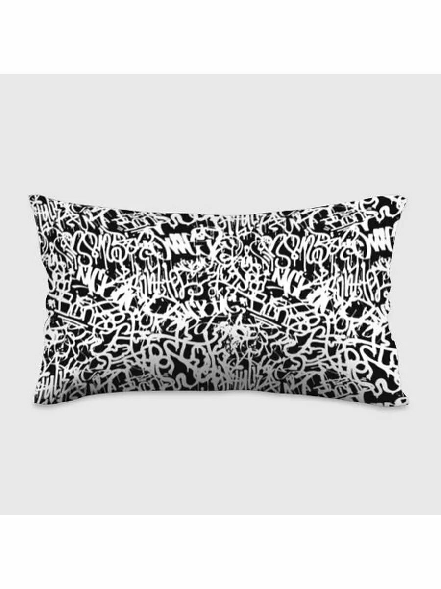 Graffiti white on black Подушка