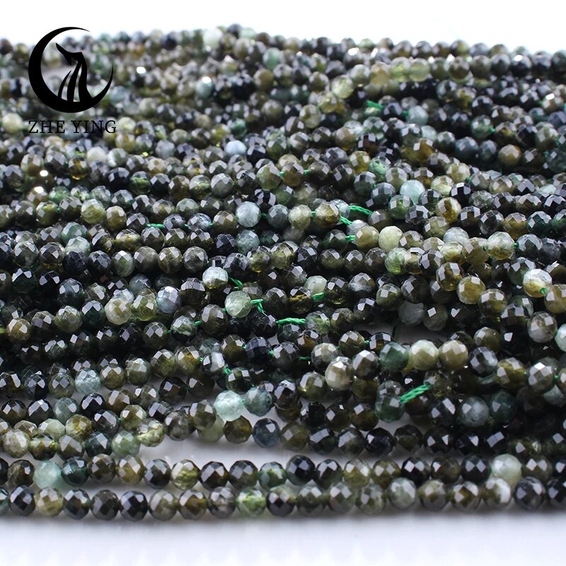 Бусины ZHEYING из натурального камня 2, 3, 4 мм: Изумрудный, 4mm(about 90pcs), 117Green Tourmaline
