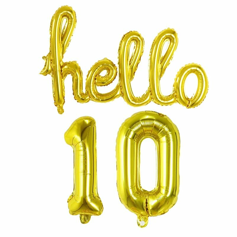 Фольгированные шары Hello 10, золото