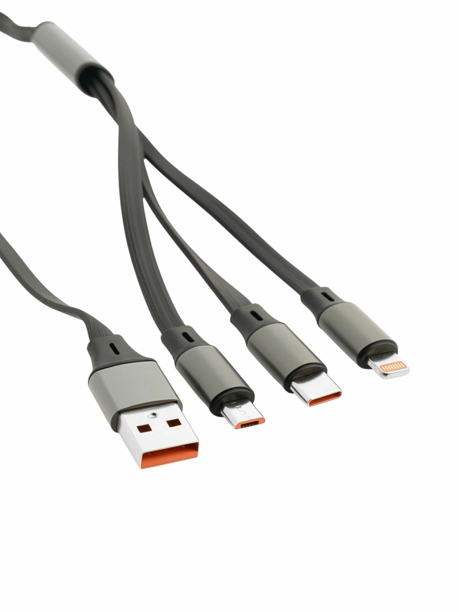 Кабель Type-C-Type-C, 2 А, Type-C-microUSB, lighting, с подставкой, 3 А, 1 м, чёрный