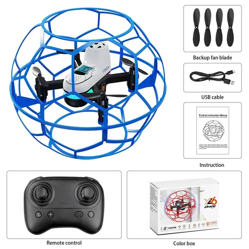 Интерактивная игрушка дрон X6, синий пульт ДУ, ABS пластик, Китай