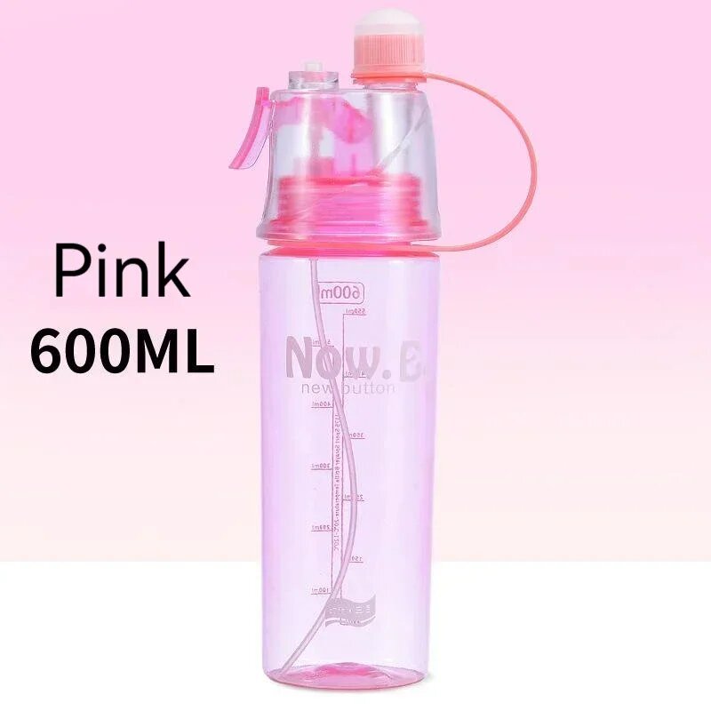 Пластиковая бутылка для воды с распылителем 600 мл Розовый, Pink