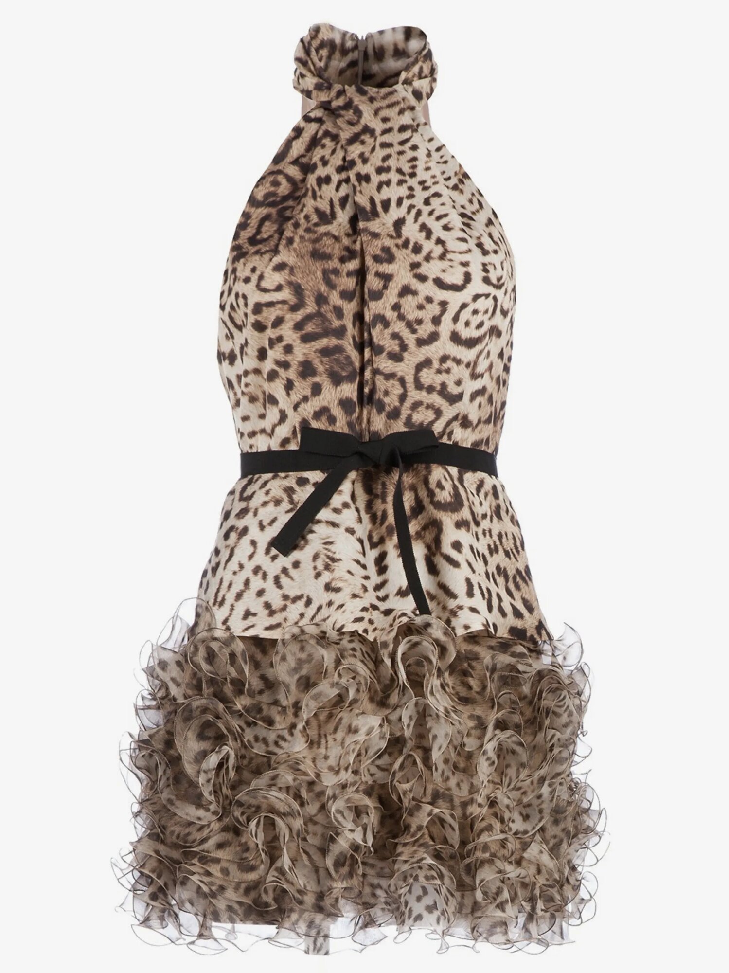 Платье Ruffled leopard print dress