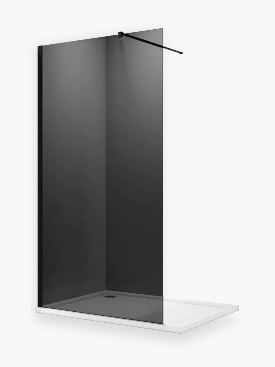 Душевая перегородка стеклянная PARLY T80G (80x190) без поддона, профиль черный, стекло тонированное