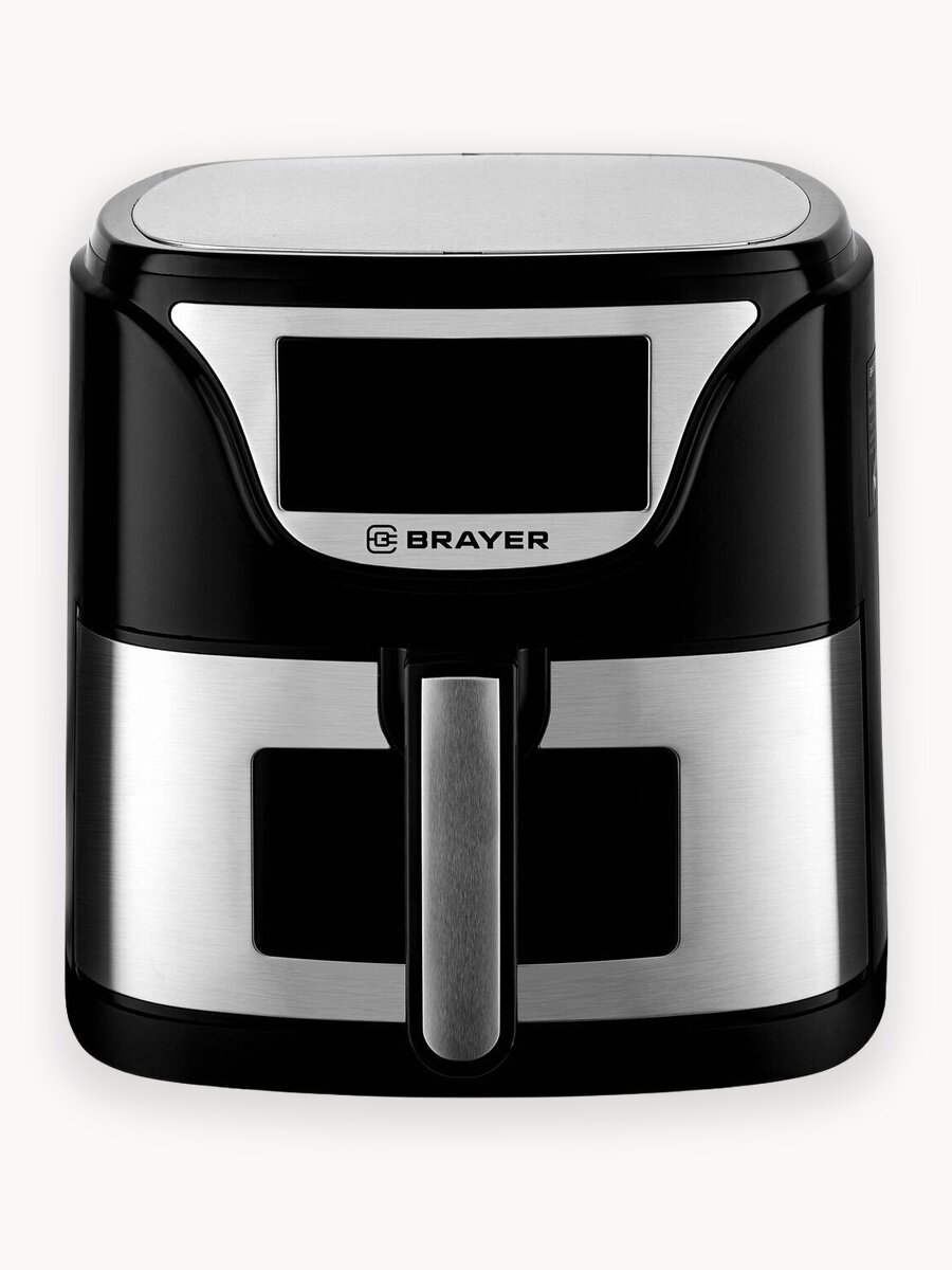 Аэрогриль BRAYER BR2037, 1500Вт, объем чаши 5л, LCD-дисплей, серебристый, черный