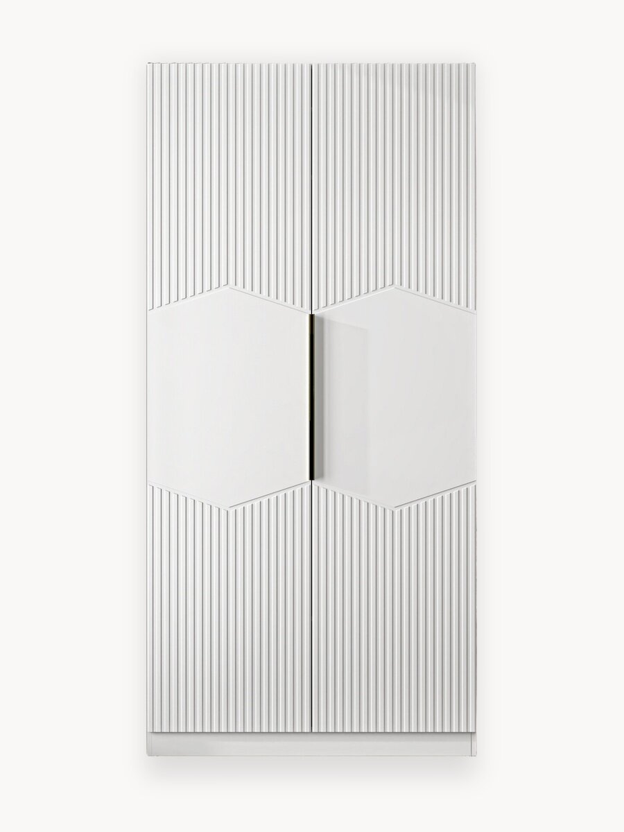 LAERA Шкаф распашной для одежды с полками 100х52х210 см сити белый