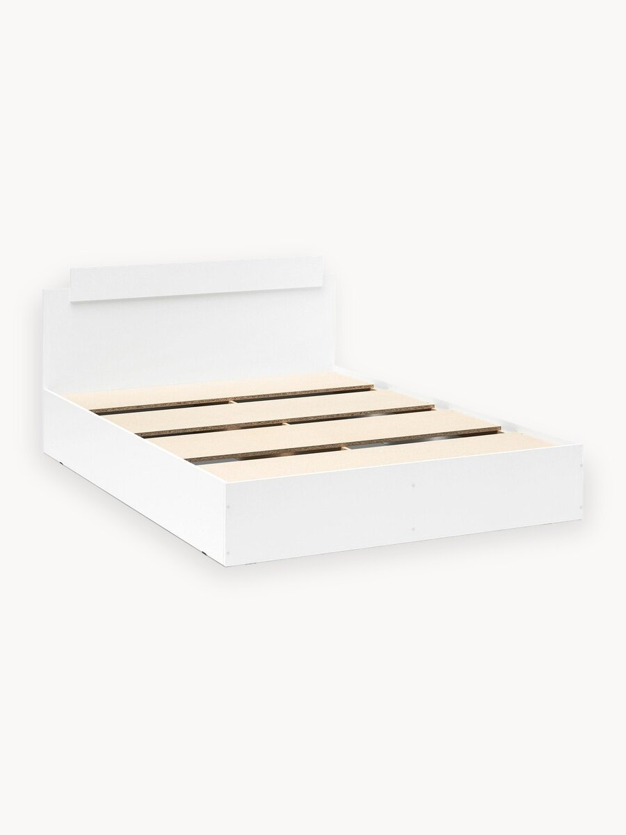 Кровать ЭКО 1,4 Белый гладкий ЛДСП, с настилом, для спальни, дома, дачи 1437х2037х850(1400х2000) ЭРА