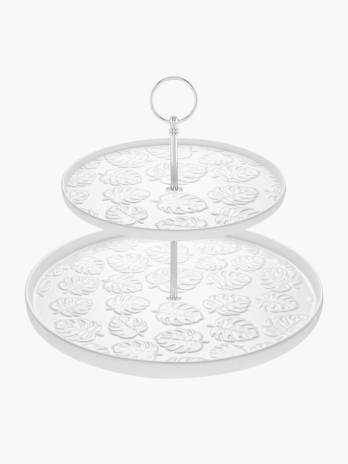 Блюдо - этажерка 2-х ярусная, блюдо для фруктов и конфет28х28х24 см Elan Gallery Тропики с бортиком, фарфор