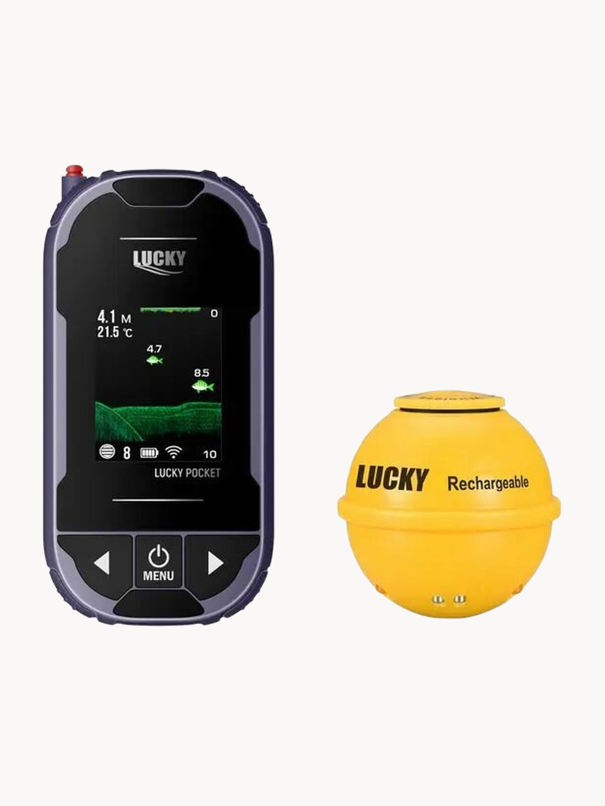 Эхолот беспроводной Lucky FF101 с датчиком-шаром, дальность 70 м, глубина 45 м, цветной экран