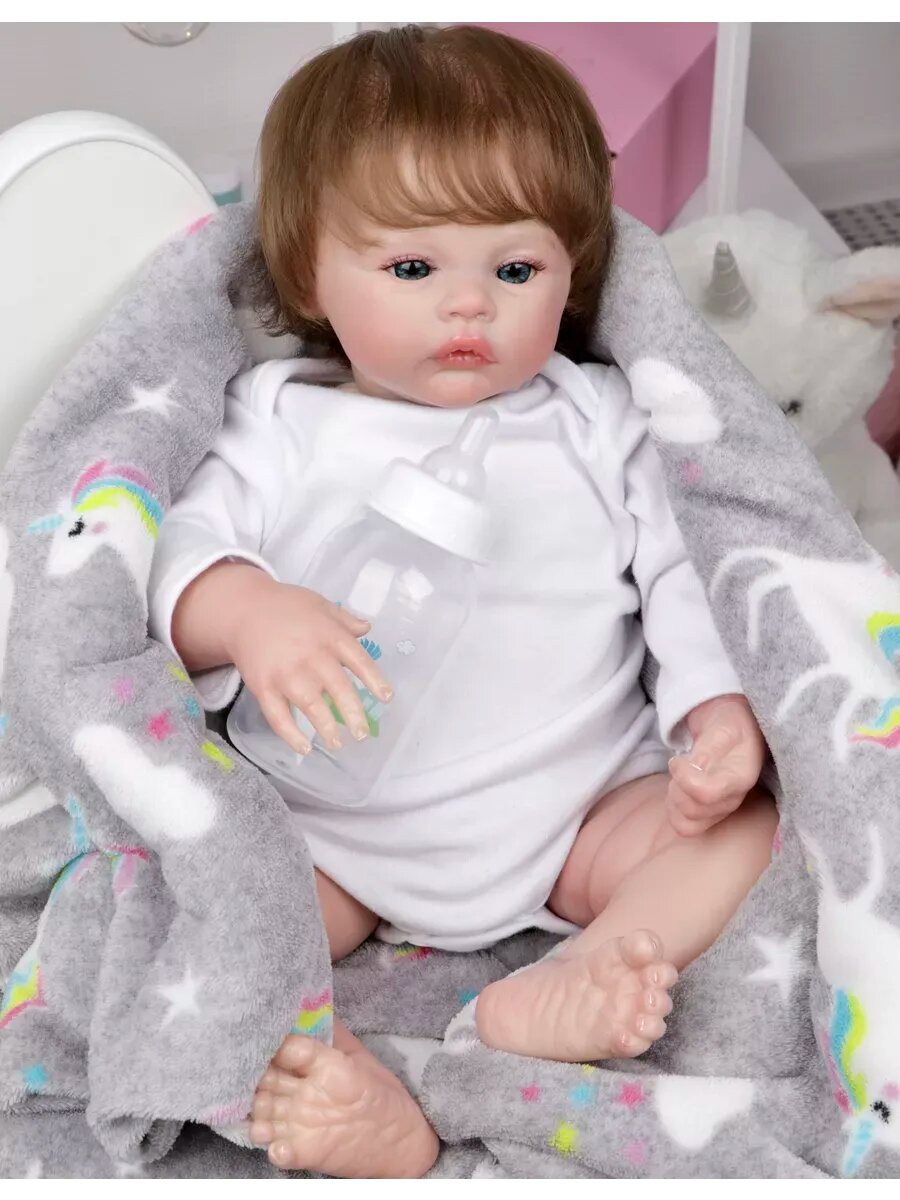 Кукла reborn мальчик 45 см пупс мягконабивной