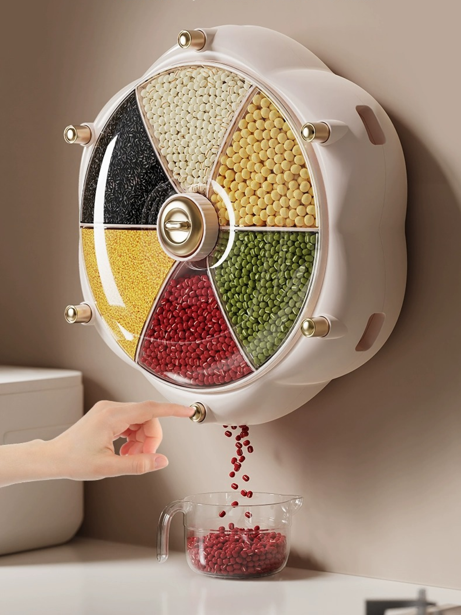 Диспенсер кухонный для круп и сыпучих продуктов настенный вращающийся