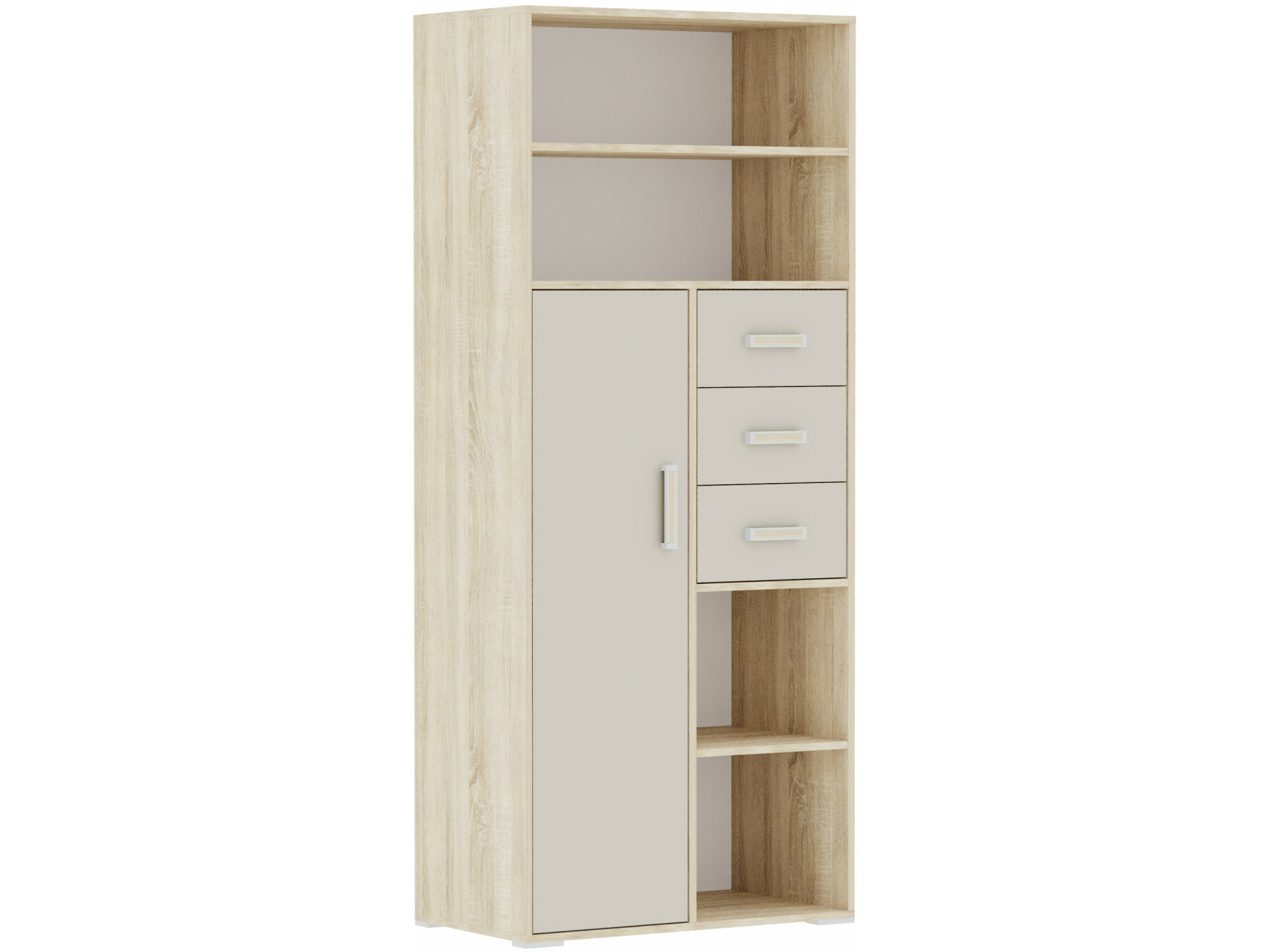 Стеллаж книжный с ящиками на роликовых направляющих, Дуб сонома/Кашемир