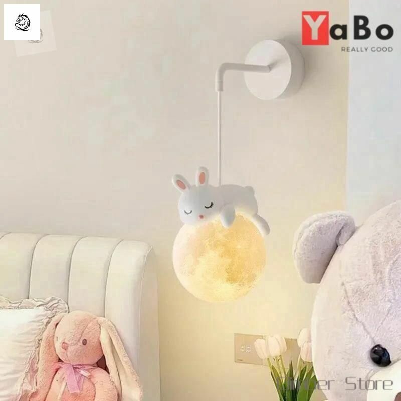 Детский настенный светильник с кроликом и медведем 3 цвета света, LED G9, скандинавский стиль