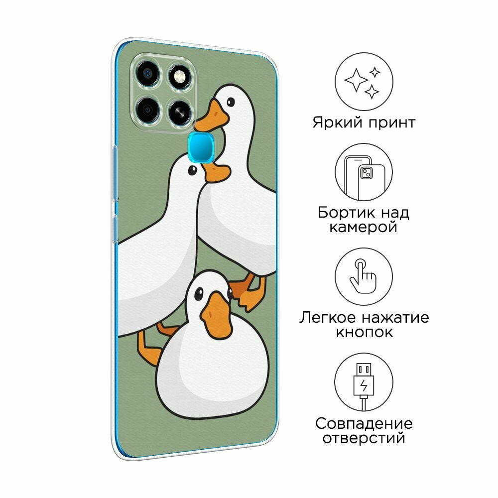 Чехол на Infinix Smart 6 / Инфиникс Смарт 6 с принтом "Утиное трио" — фото 1